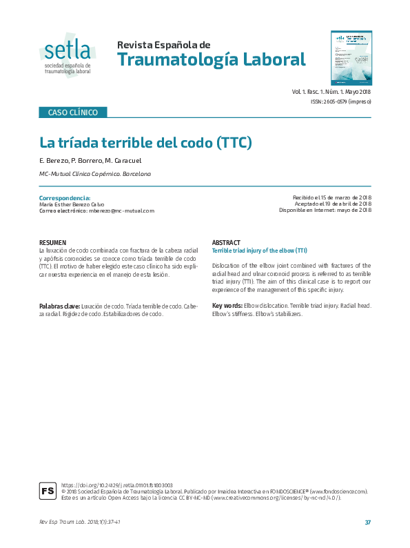 (PDF) La tríada terrible del codo (TTC) | rahul sahai - Academia.edu