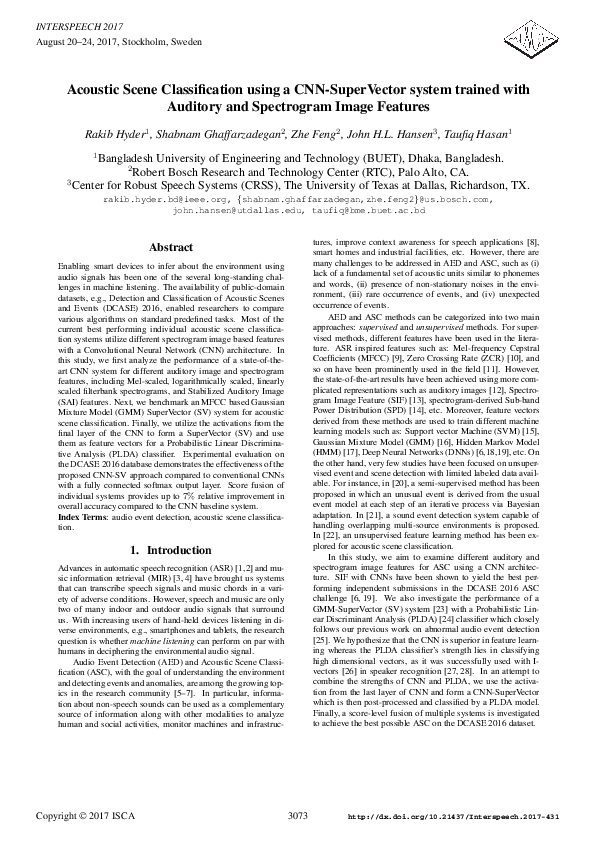(PDF) Acoustic Scene Classification Using a CNN-SuperVector System Trained with Auditory and ...