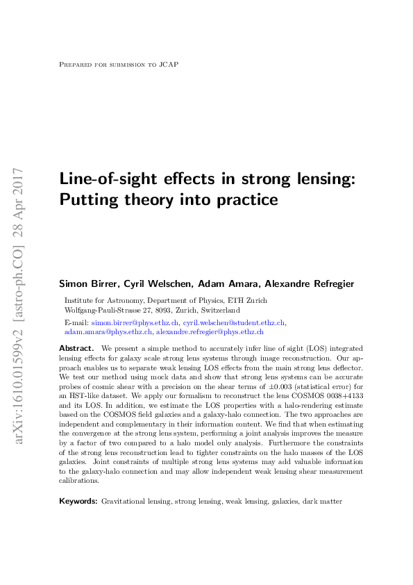 (PDF) Line-of-sight effects in strong lensing: putting theory into practice