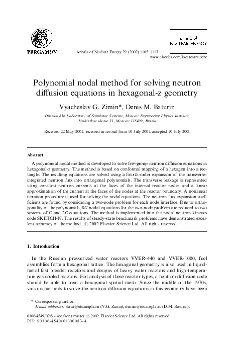 Pdf Polynomial Nodal Method For Solving Neutron Diffusion Equations In Hexagonal Z Geometry