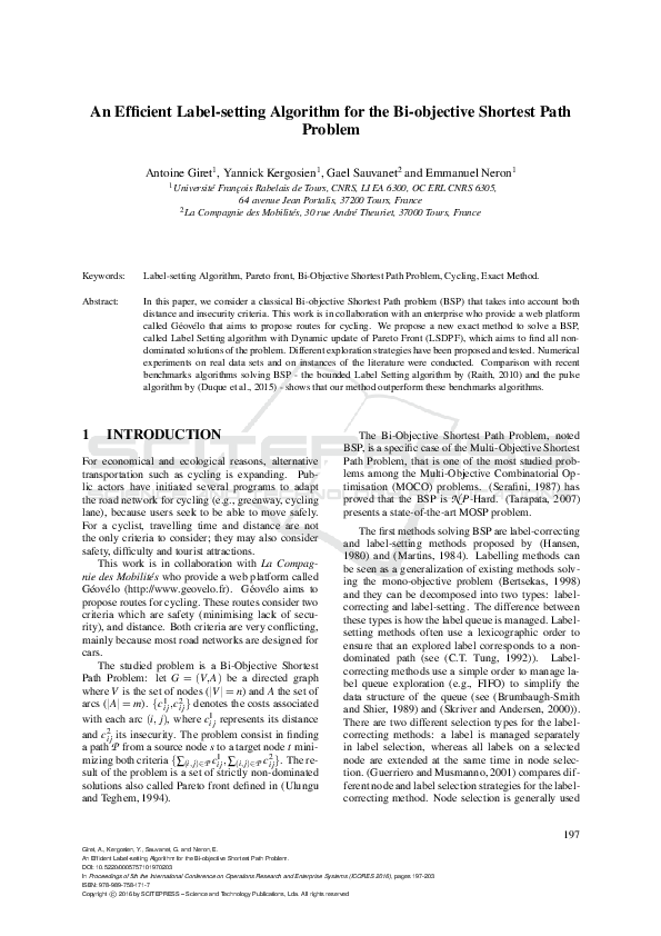 Pdf Label Setting Algorithm For Bi Objective Bsp 5221