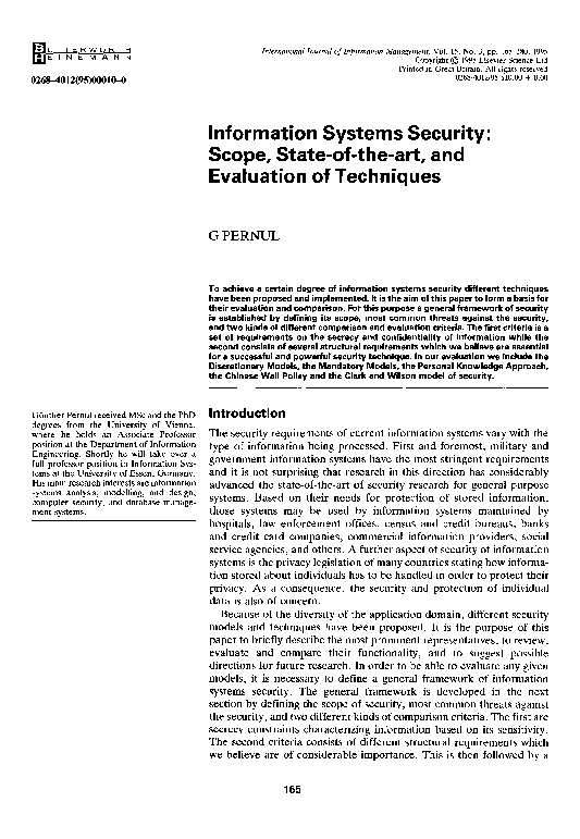 (PDF) Information systems security: Scope, state-of-the-art, and ...