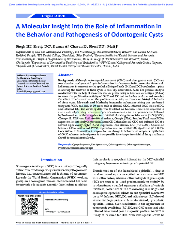 (PDF) A molecular insight into the role of inflammation in the behavior ...