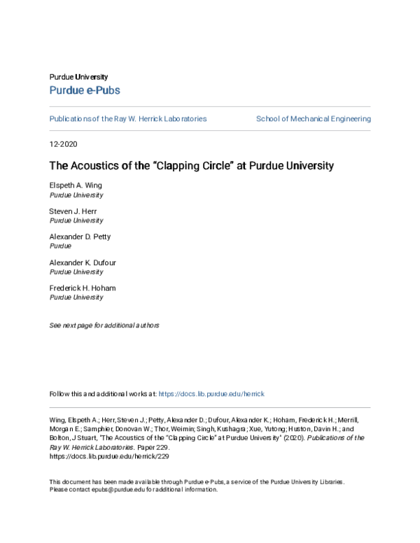 (PDF) The acoustics of the “clapping circle” at Purdue University