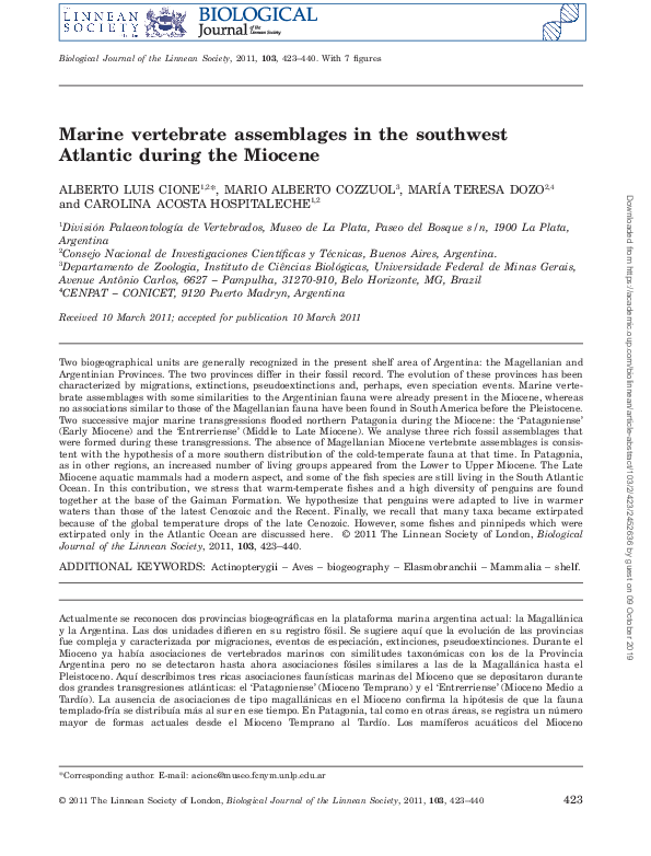 (PDF) Marine vertebrate assemblages in the southwest Atlantic during ...
