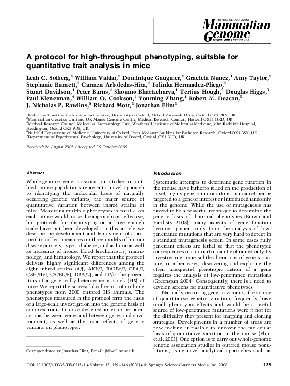 (PDF) A protocol for high-throughput phenotyping, suitable for ...