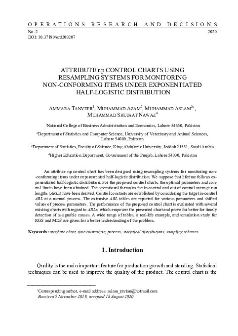 Pdf Attribute Np Control Charts Using Resampling Systems For