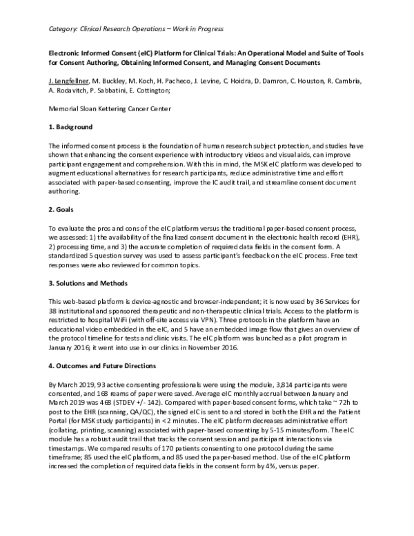 (PDF) Electronic Informed Consent (eIC) Platform for Clinical Trials ...