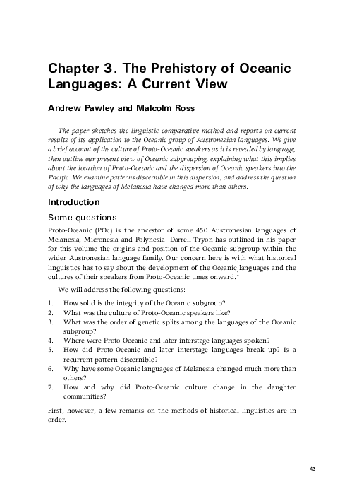 (PDF) The Prehistory of Oceanic Languages: A Current View | Andrew ...