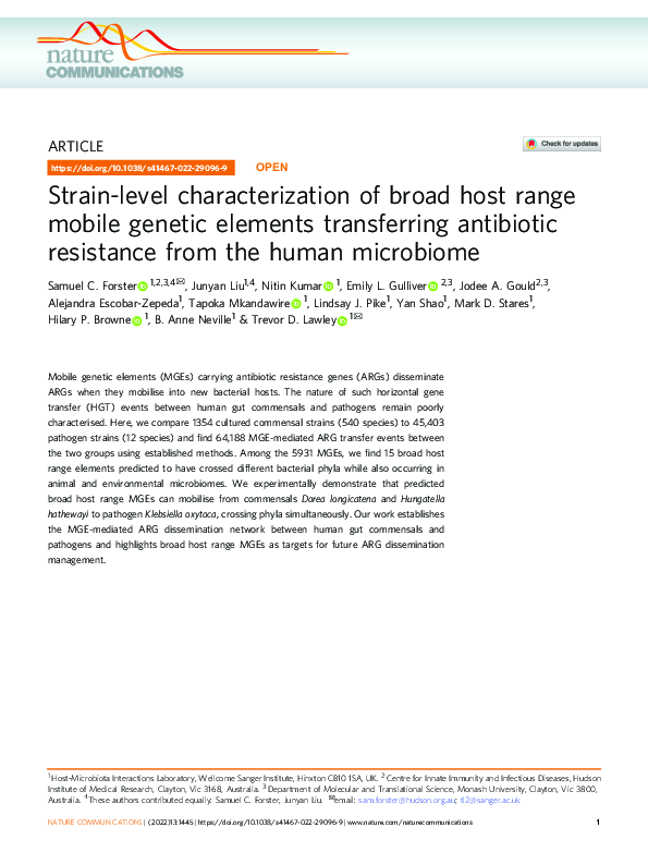 (PDF) Strain-level characterization of broad host range mobile genetic ...