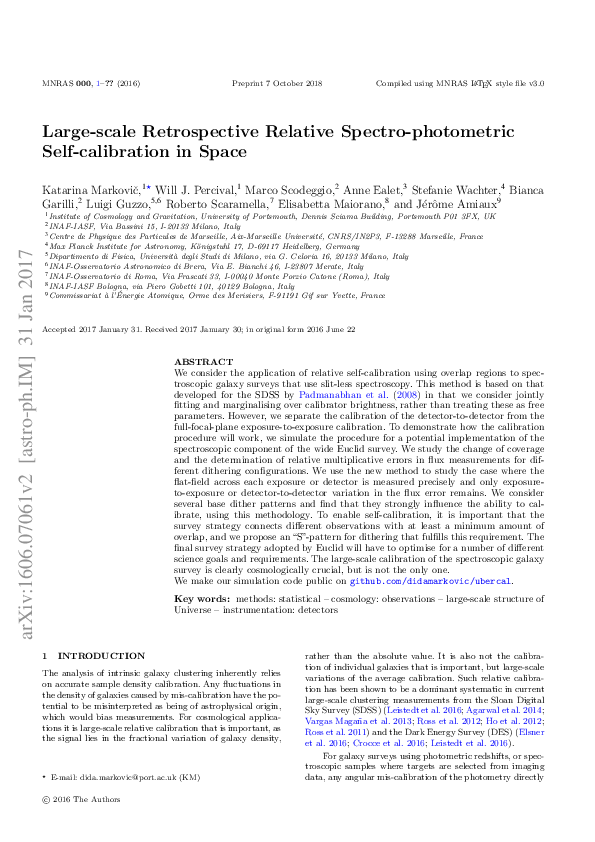 (PDF) Large-scale Retrospective Relative Spectro-photometric Self ...