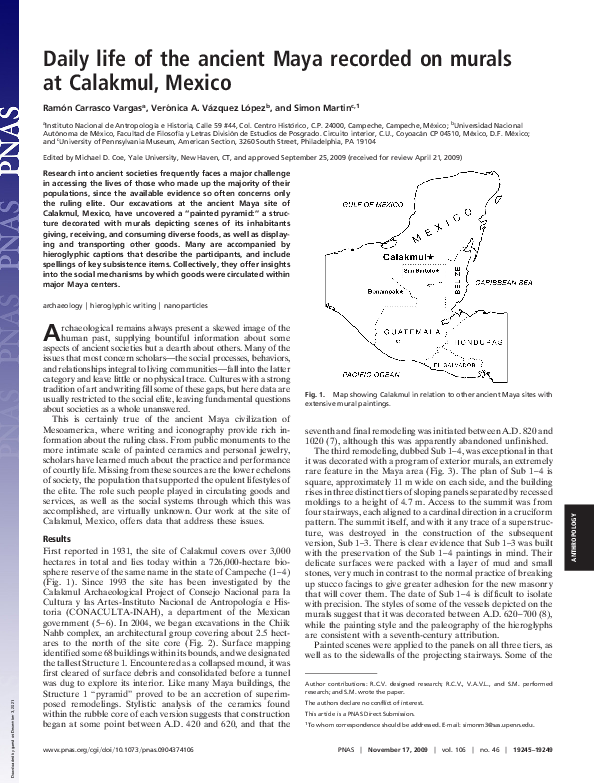 (PDF) Daily life of the ancient Maya recorded on murals at Calakmul, Mexico