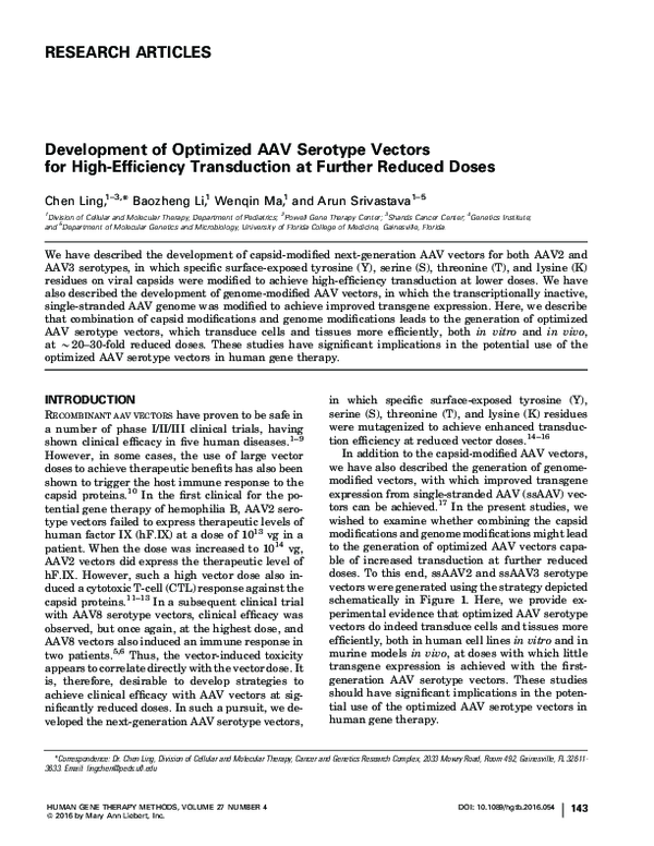(PDF) Development of Optimized AAV Serotype Vectors for High-Efficiency ...
