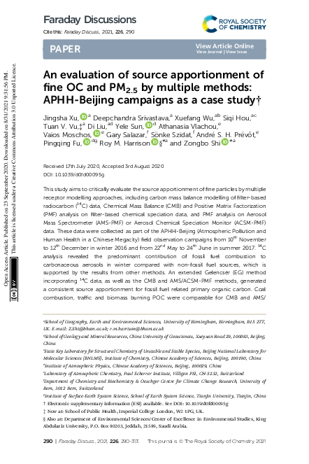 (PDF) An evaluation of source apportionment of fine OC and PM2.5 by ...