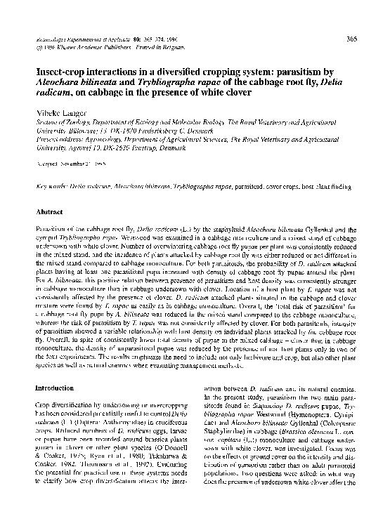 (PDF) Insect-crop interactions in a diversified cropping system ...