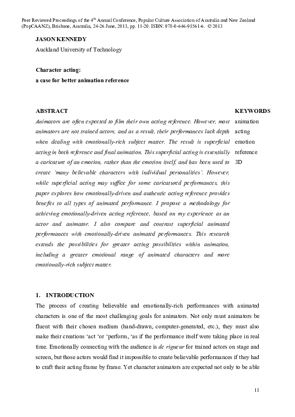 (PDF) Character Acting: A Case for Better Animation Reference