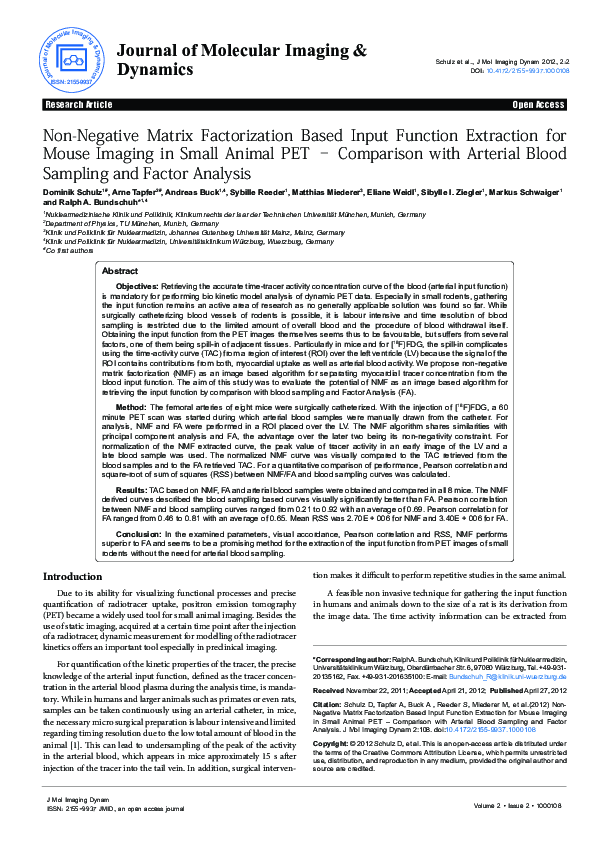 (PDF) Non-Negative Matrix Factorization Based Input Function Extraction for Mouse Imaging in ...