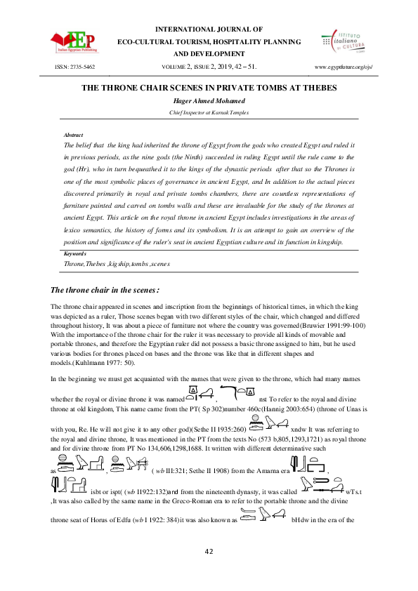 (PDF) The Throne Chair Scenes in Private Tombs at Thebes