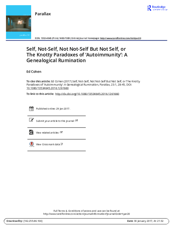 (PDF) Self, Not-Self, Not Not-Self But Not Self, or The Knotty ...