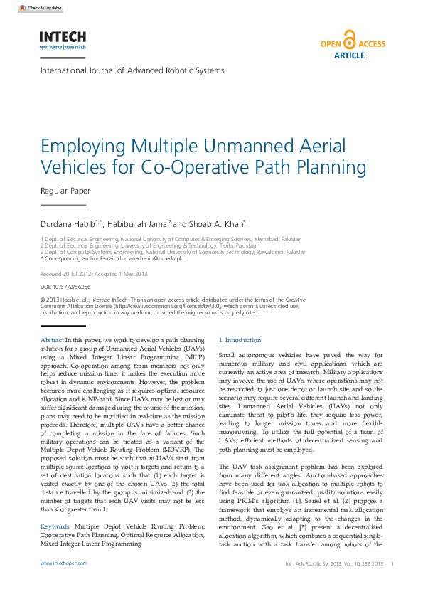 (PDF) Employing Multiple Unmanned Aerial Vehicles for Co-Operative Path ...