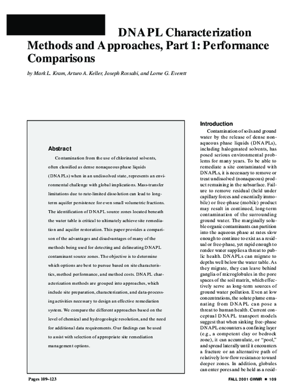 (PDF) DNAPL Characterization Methods and Approaches, Part 2: Cost ...
