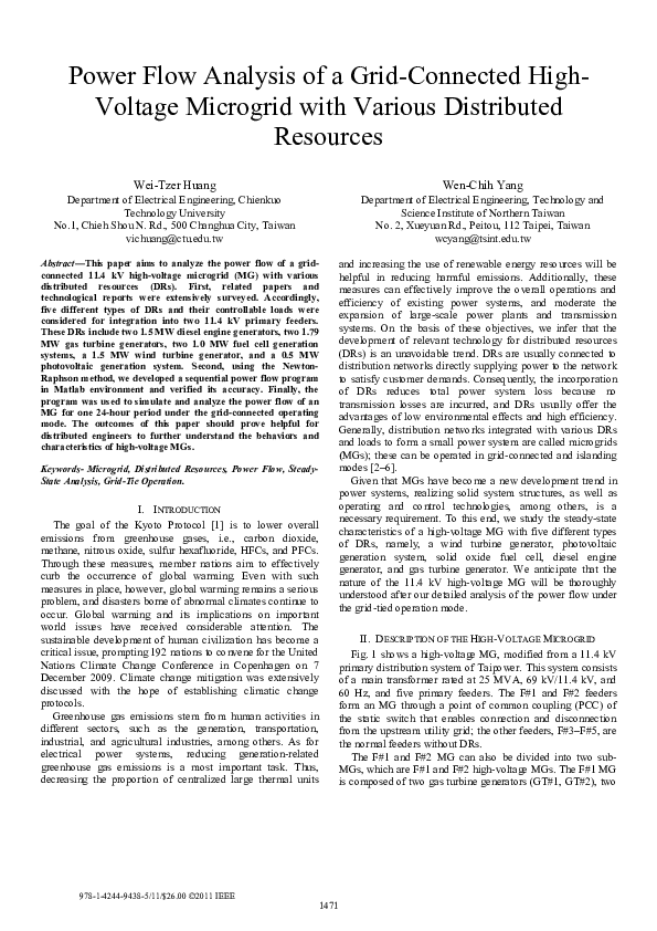 (PDF) Power flow analysis of a grid-connected high-voltage microgrid ...