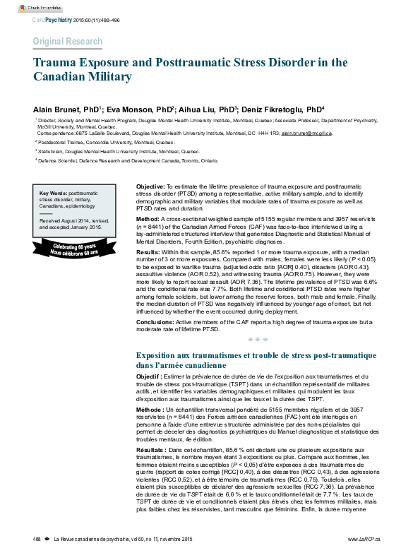 (PDF) Trauma exposure and post-traumatic stress disorder in the general ...