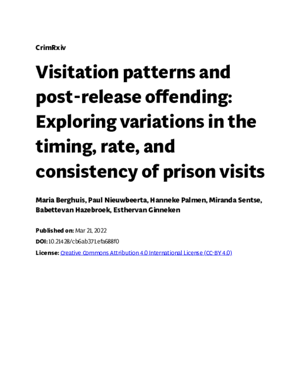 (PDF) Visitation patterns and post-release offending: Exploring ...