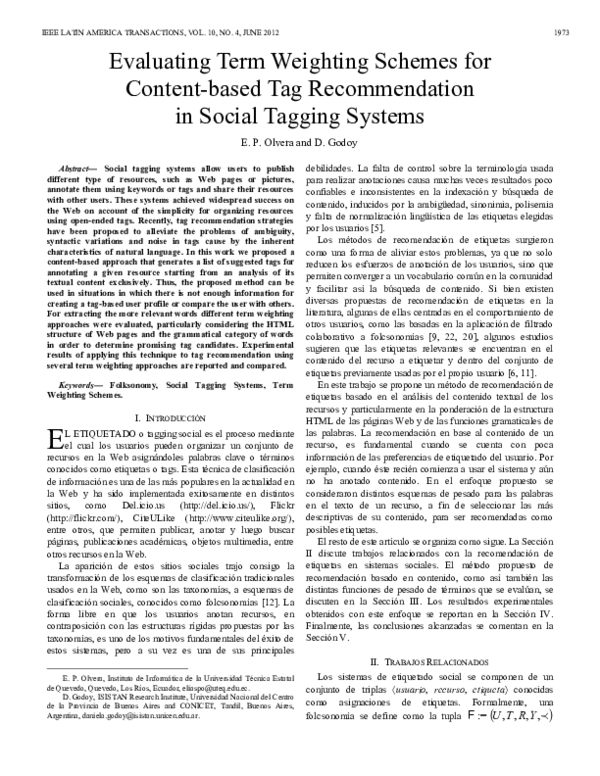 (PDF) Evaluating Term Weighting Schemes for Content-based Tag Recommendation in Social Tagging ...