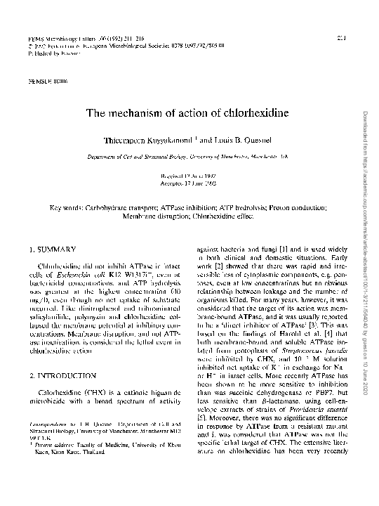 (PDF) The mechanism of action of chlorhexidine