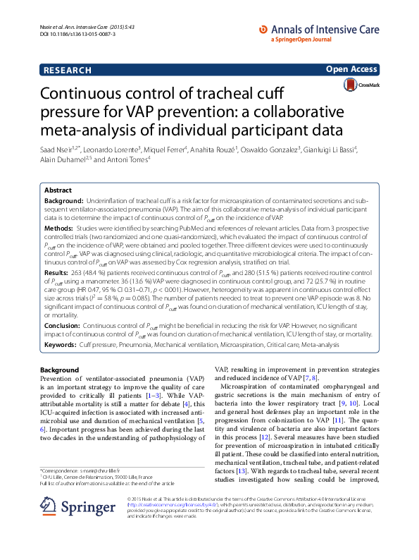 (PDF) Continuous control of tracheal cuff pressure for the prevention ...