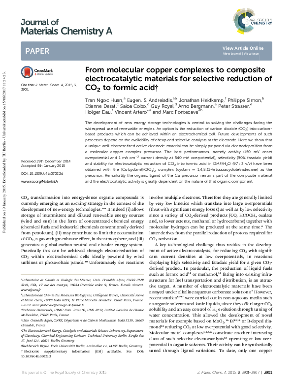 (PDF) From molecular copper complexes to composite electrocatalytic ...