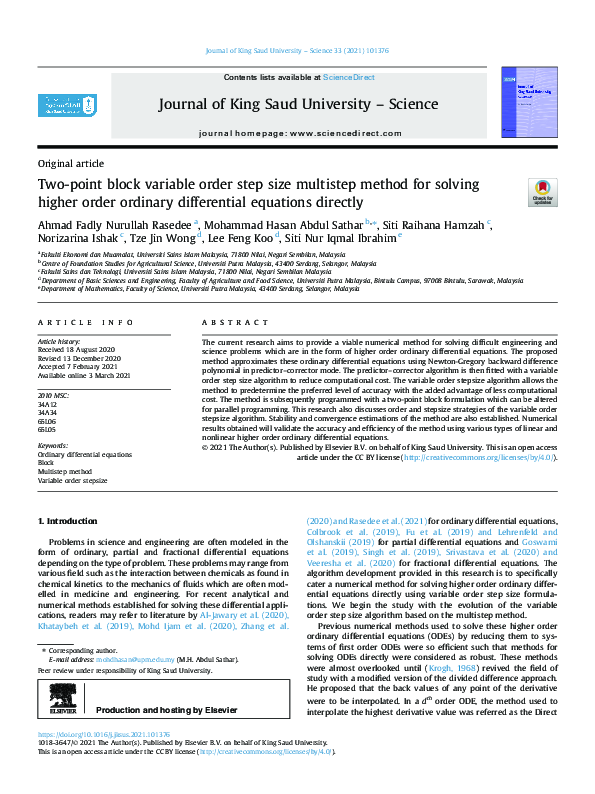 (PDF) Two-point block variable order step size multistep method for solving higher order ...