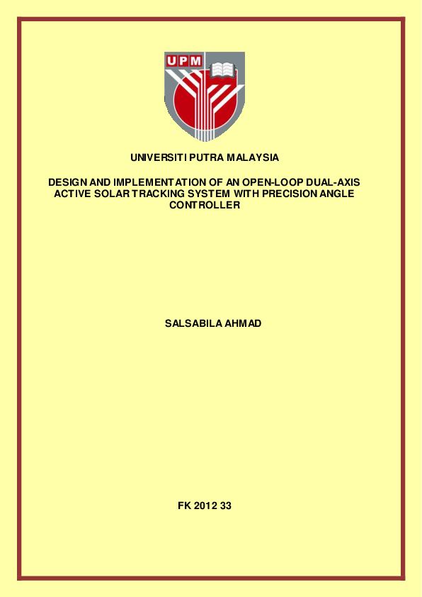 Pdf Design And Implementation Of An Open Loop Dual Axis Active Solar