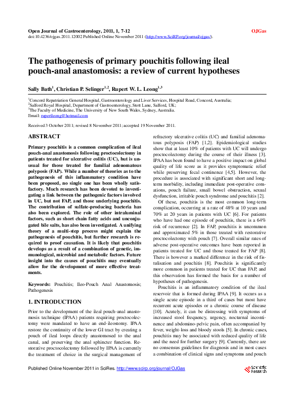 (PDF) The pathogenesis of primary pouchitis following ileal pouch-anal ...