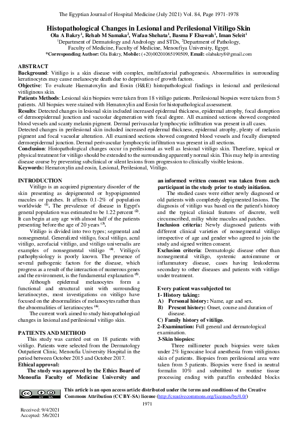 (PDF) Histopathological Changes in Lesional and Perilesional Vitiligo Skin