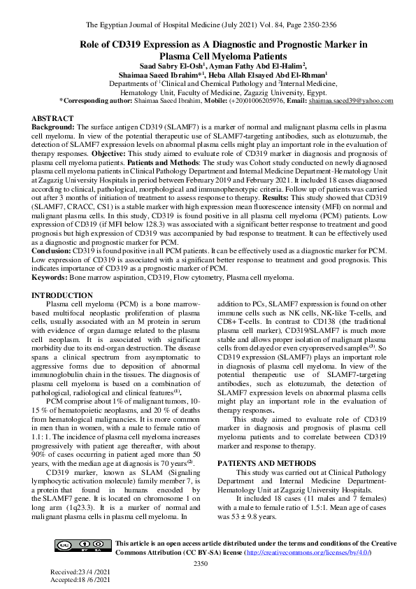 (PDF) Role of CD319 Expression as A Diagnostic and Prognostic Marker in ...