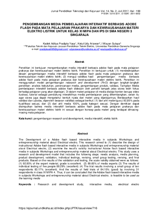 (PDF) PENGEMBANGAN MEDIA PEMBELAJARAN INTERAKTIF BERBASIS ADOBE FLASH PADA MATA PELAJARAN ...