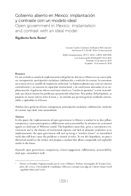 (PDF) Gobierno abierto en México: implantación y contraste con un ...