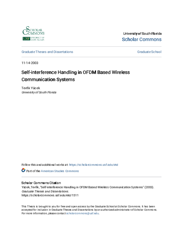Pdf Self Interference Handling In Ofdm Based Wireless Communication