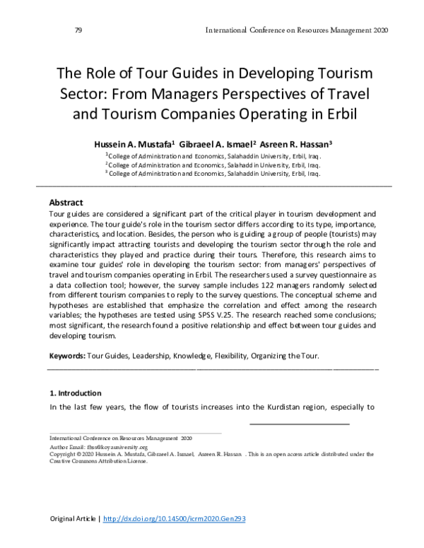 (PDF) The Role of Tour Guides in Developing Tourism Sector: From ...