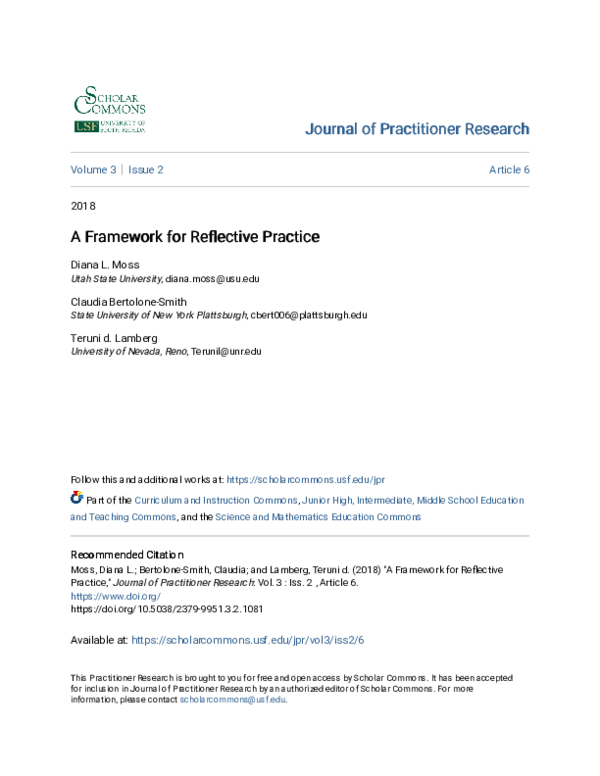 (PDF) A Framework for Reflective Practice