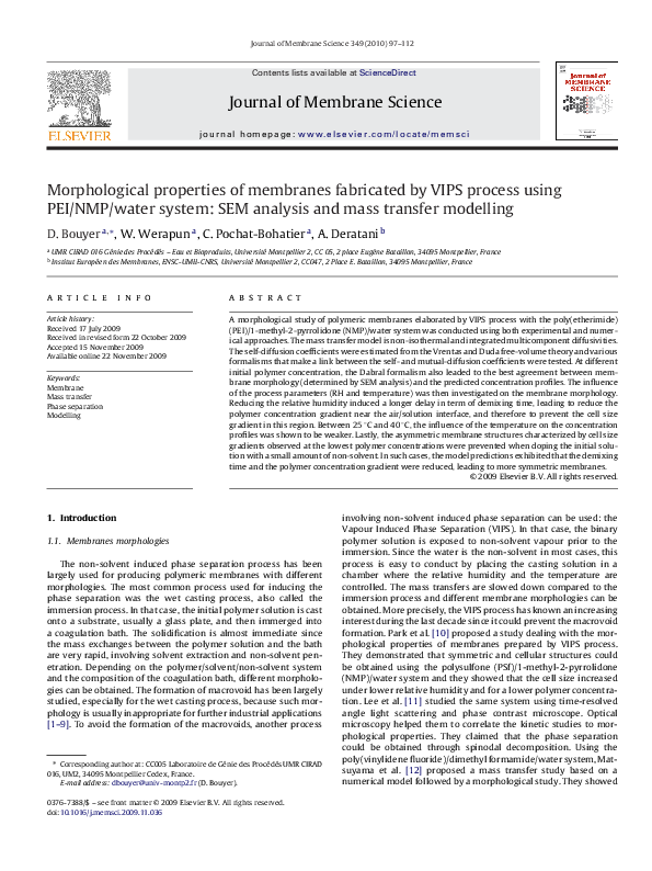 (PDF) Morphological properties of membranes fabricated by VIPS process ...
