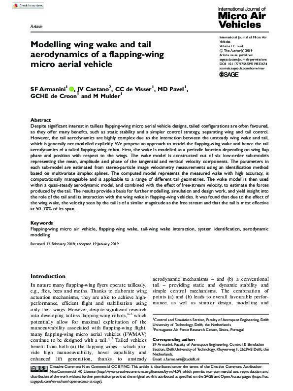 (PDF) Modelling wing wake and tail aerodynamics of a flapping-wing ...