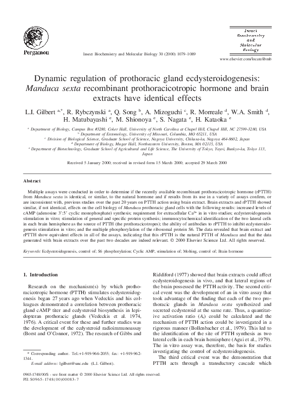 (PDF) Dynamic regulation of prothoracic gland ecdysteroidogenesis ...