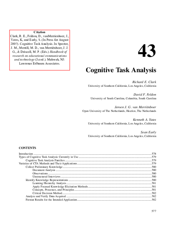 (PDF) Cognitive task analysis for training