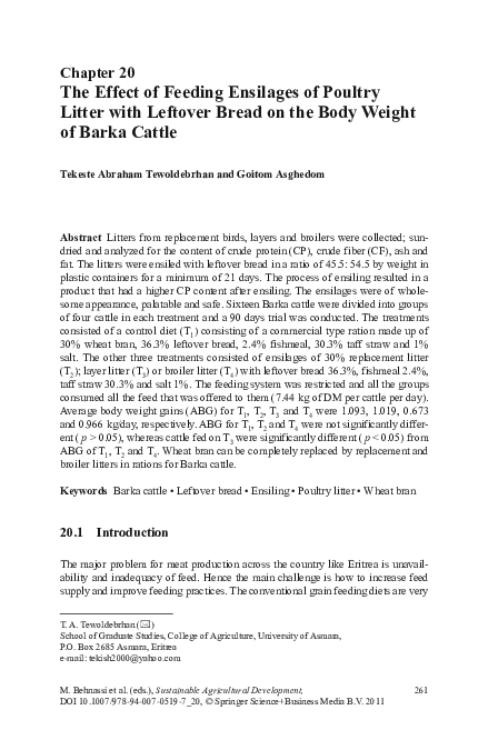 (PDF) The Effect of Feeding Ensilages of Poultry Litter with Leftover ...