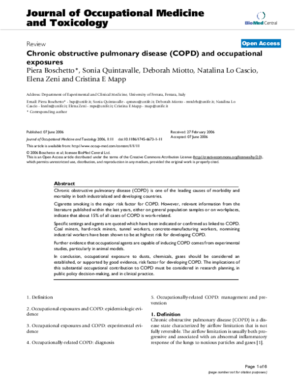 (PDF) Chronic Obstructive Pulmonary Disease (COPD) and Treatment of ...