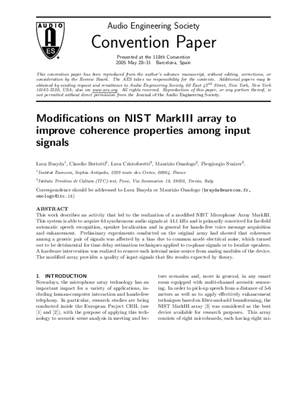 (PDF) Audio Engineering Society Convention Paper Presented at the 118th ...