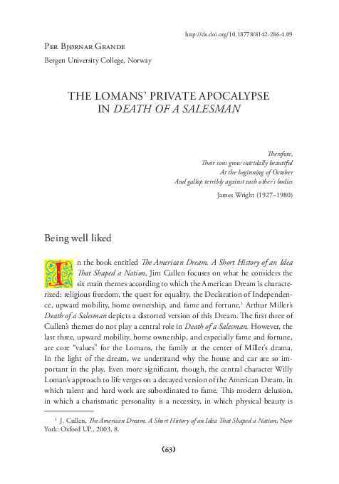 (PDF) The Lomans’ Private Apocalypse in Death of a Salesman